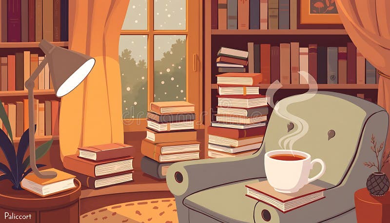 Book Stack and Coffee, Cozy Reading Corner, Stock Photo, Generative AI ...