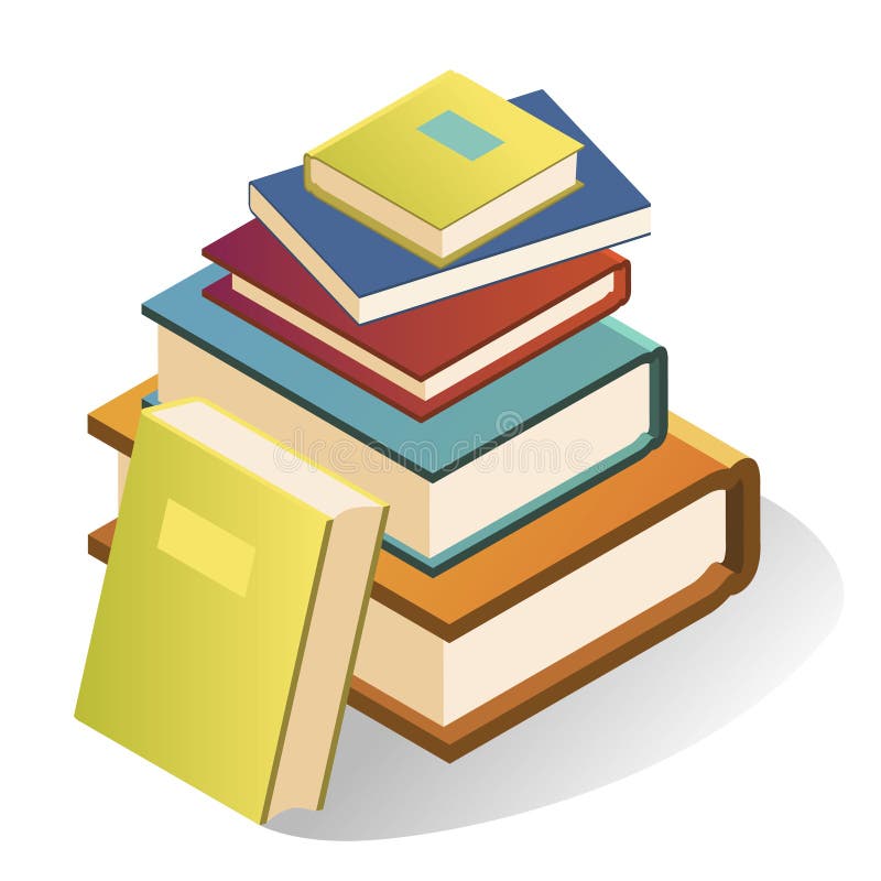 Book Stack, Large Bright Collection for School or Library Stock Vector ...