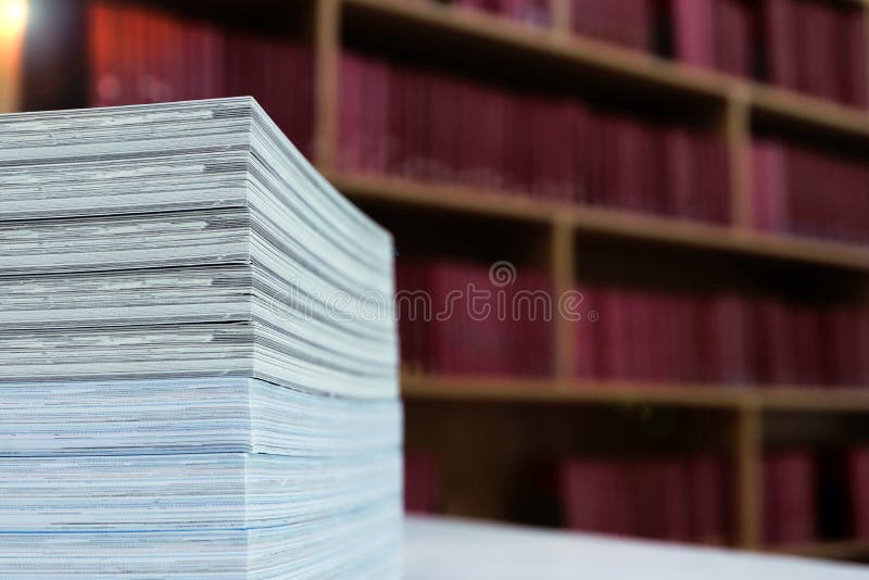 Book Stack in Library. Library with Many Shelves and Books Stock Photo ...