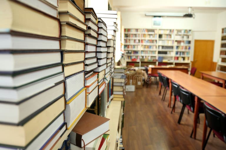 Book stack in library stock image. Image of data, bibliography - 54774737