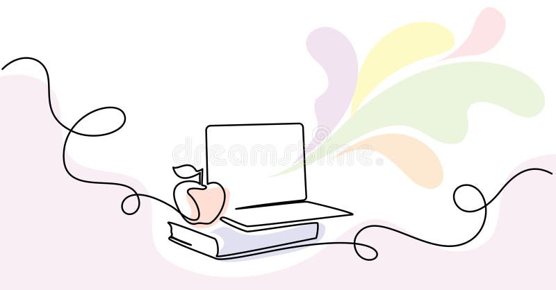 Book Stack with Notebook and Apple Over. Corner Frame. Stock Vector ...