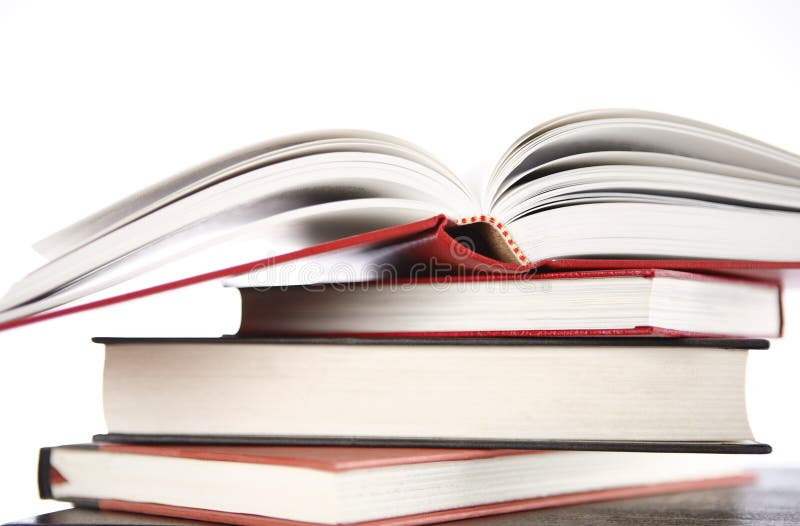 Book stack with open book stock photo. Image of novel - 6909126