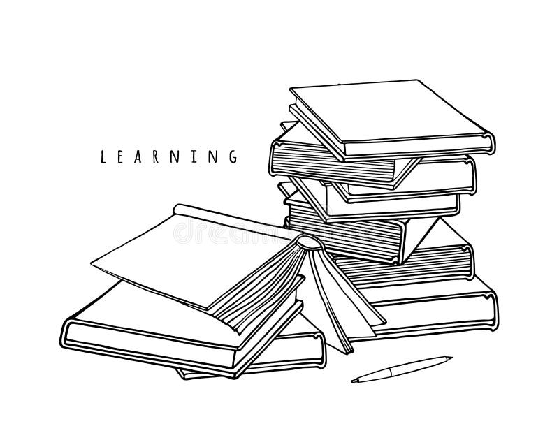 Book Stack and School Books. a Pile of Books. Design Element with ...