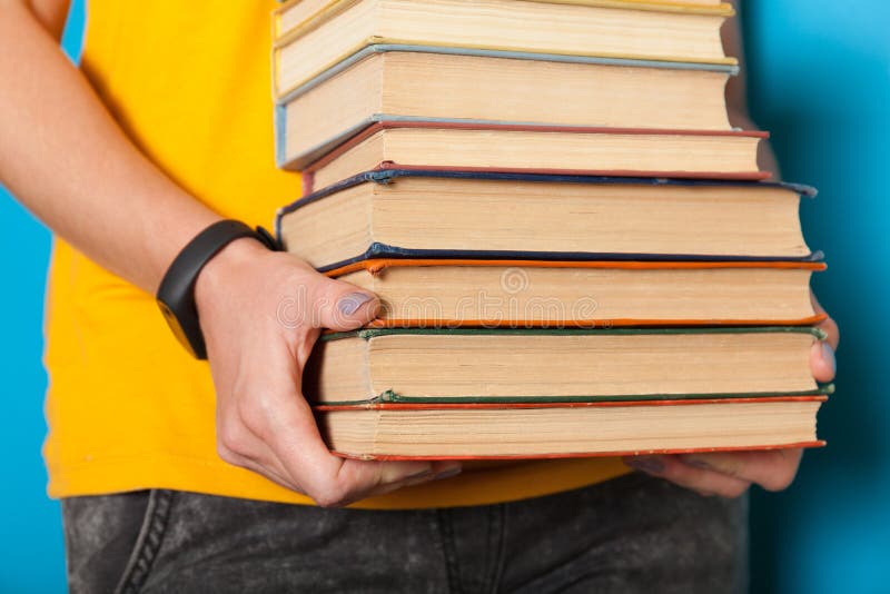 Book Stack, Pile. Literature Study in School Stock Image - Image of ...