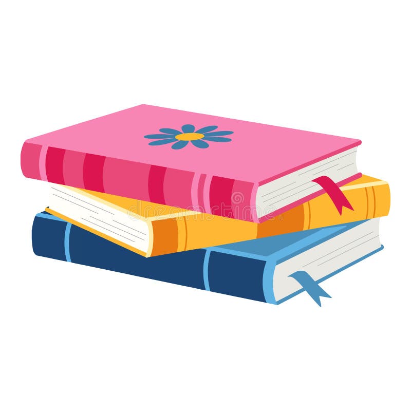 Book Stack Vector Art Illustration. a Stack of Colorful Books Arranged ...