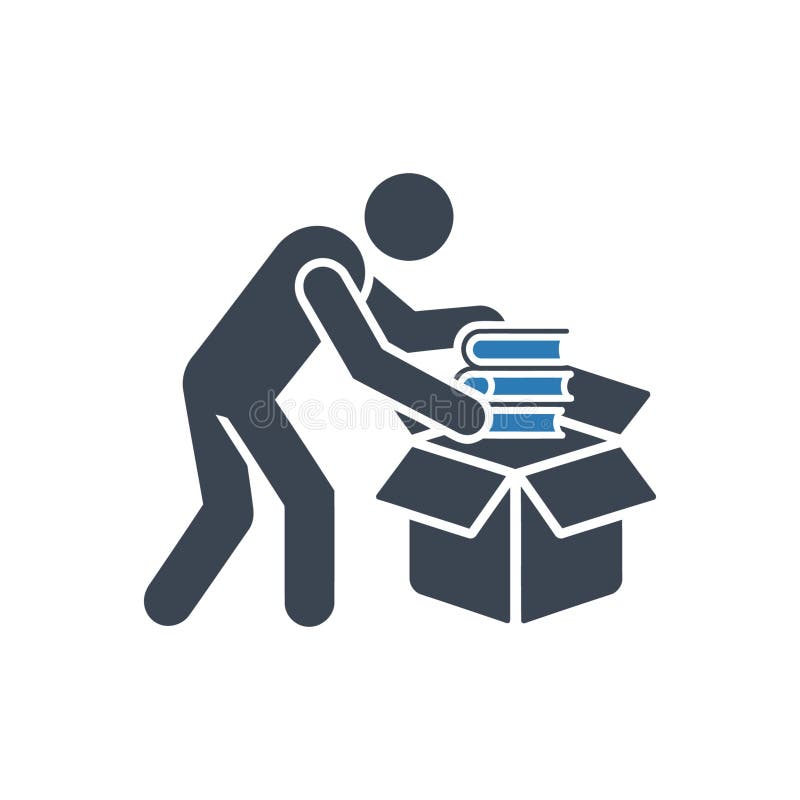 Book stacking in box icon stock vector. Illustration of sign - 346938405