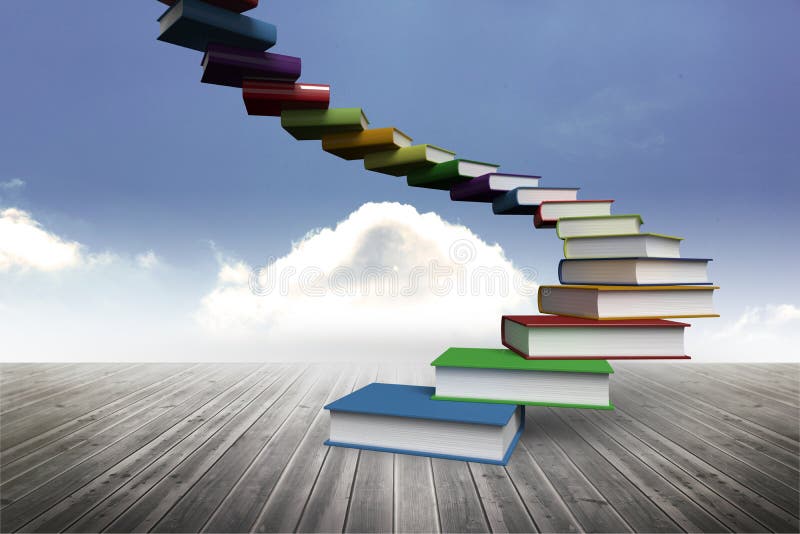 Book steps stock illustration. Illustration of pile, clouds - 37368474