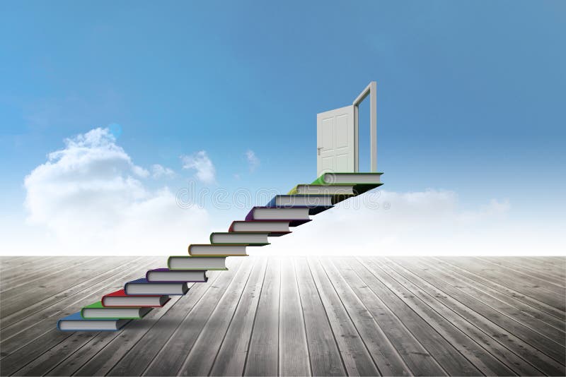 Book Steps Leading To Door Against Sky Stock Illustration ...