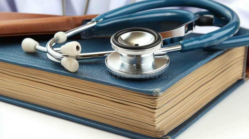 A Book with a Stethoscope on Top of it Stock Illustration ...
