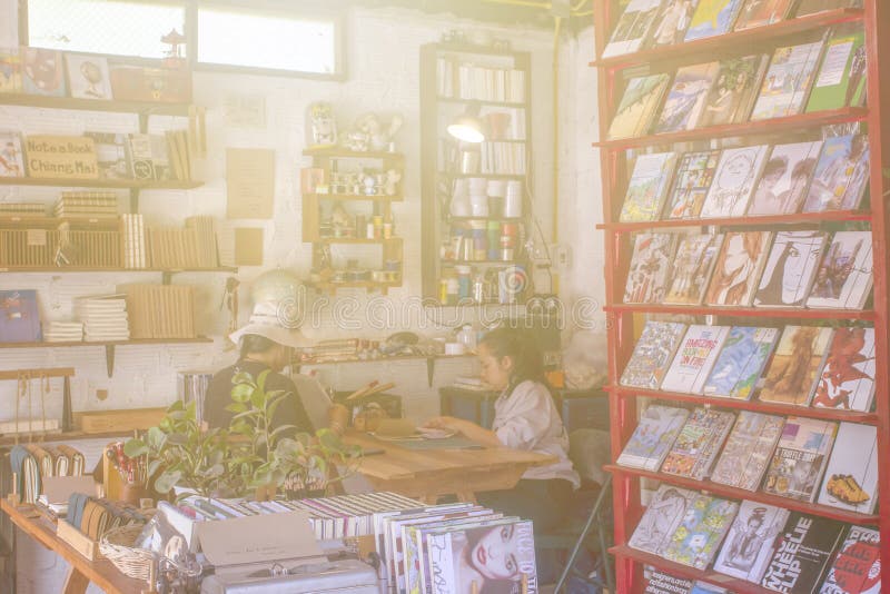 Book store with customers. editorial stock image. Image of lifestyle ...