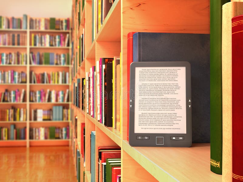 Book Store and E-book on the Table, 3d Stock Illustration ...