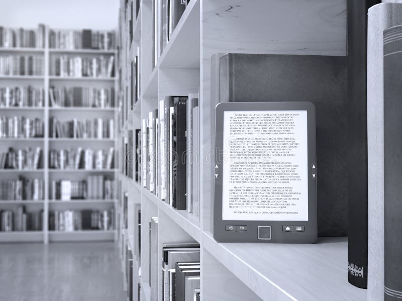Book Store and E-book on the Table, 3d Stock Illustration ...