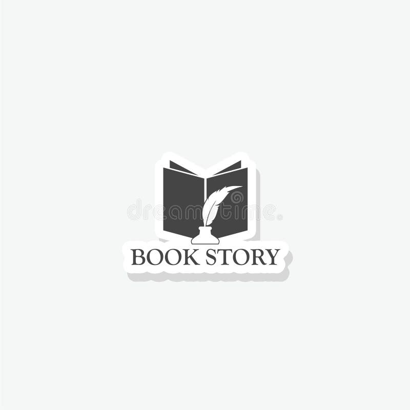 Book Story Feather Logo Sticker Icon Stock Vector - Illustration of ...