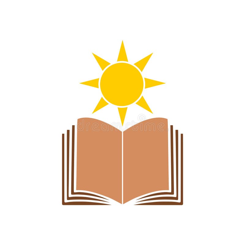 Book and sun icon or logo stock vector. Illustration of logos - 138958579