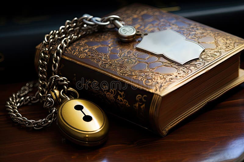 A Book on a Table with a Lock on it Stock Photo - Image of puzzle ...