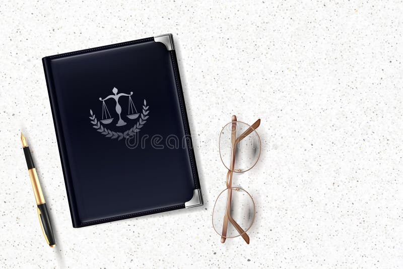 A Book on the Table with the Sign of Justice. Jurisprudence. Vector ...