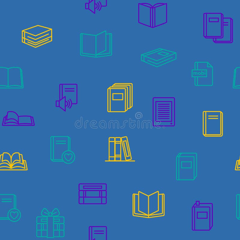 Book Thin Line Seamless Pattern Background. Vector Stock Vector ...
