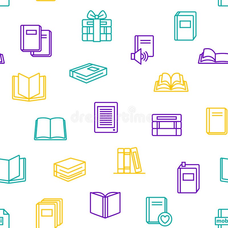 Book Thin Line Seamless Pattern Background. Vector Stock Vector ...