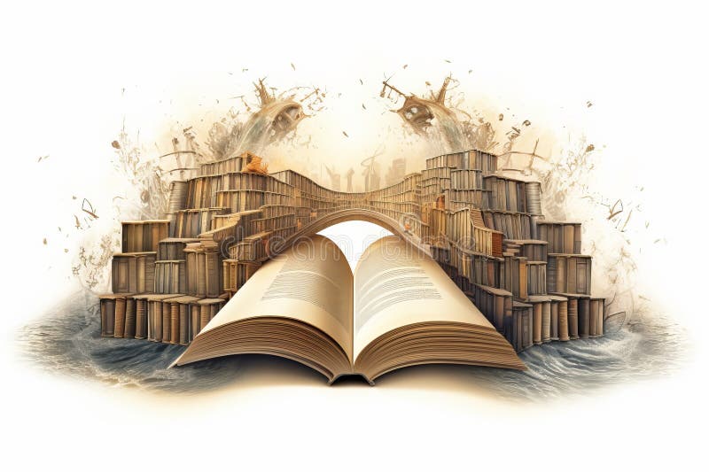 Book to Bridge of Words stock illustration. Illustration of library ...