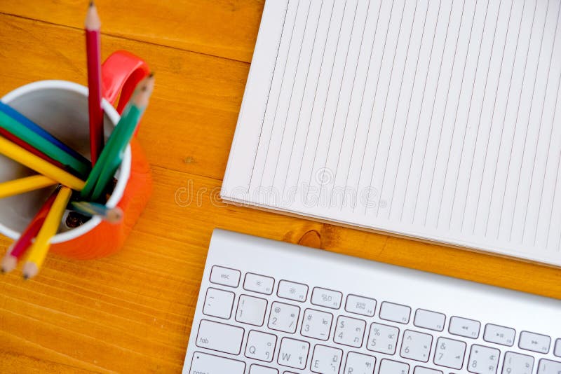 Book Top View Homework School Notebook Ready for Adding Text or Stock ...