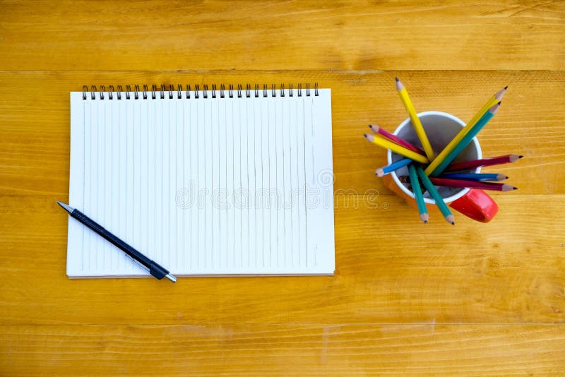 Book Top View Homework School Notebook Ready for Adding Text or Stock ...