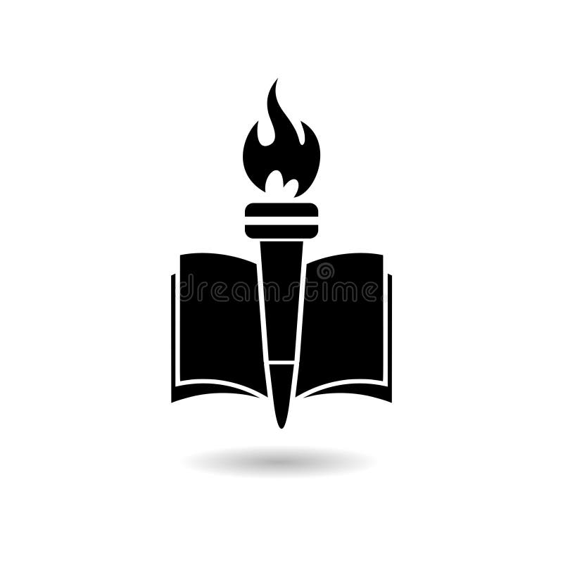 Torch Book Logo Icon with Shadow Stock Vector - Illustration of burn ...