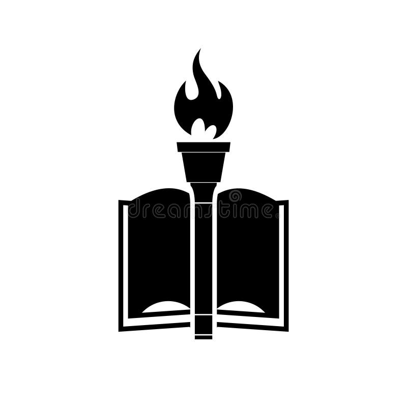 Book and Torch Education Logo Icon Isolated on White Background Stock ... Book and Torch Education Logo Icon Isolated on White Background Stock ...