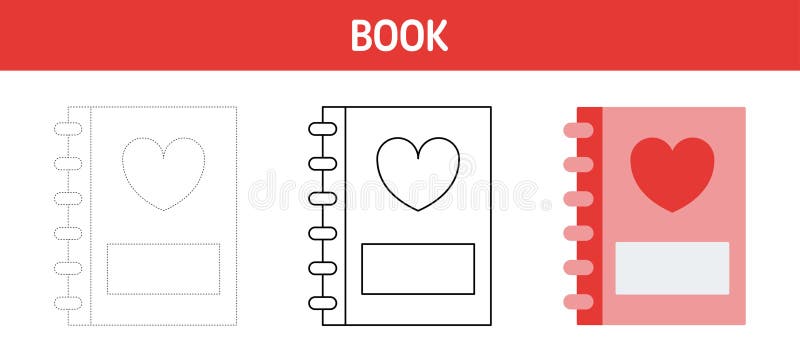 Book Tracing and Coloring Worksheet for Kids Stock Vector ...