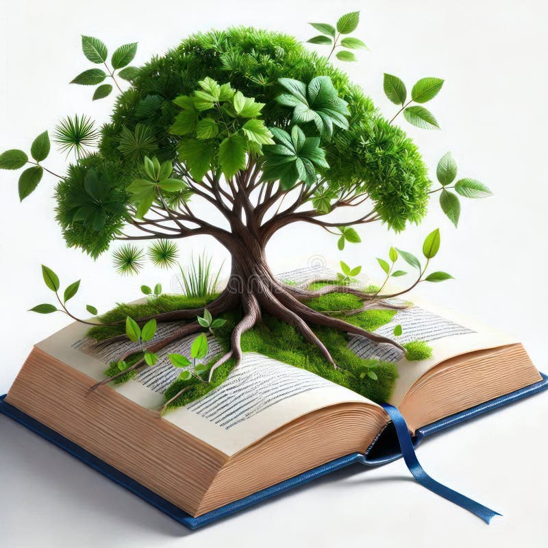 A Book with a Tree Growing from the Pages. Space for Text. Stock Photo ...