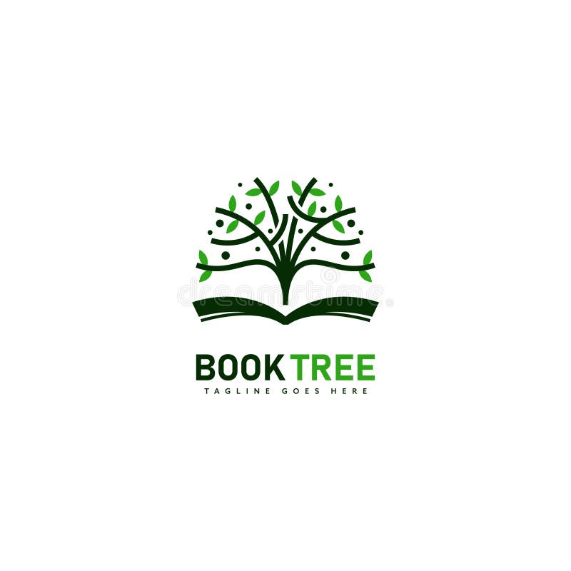 Book of Tree Logo, Green Tree Growing on Book Icon Illustration Symbol ...
