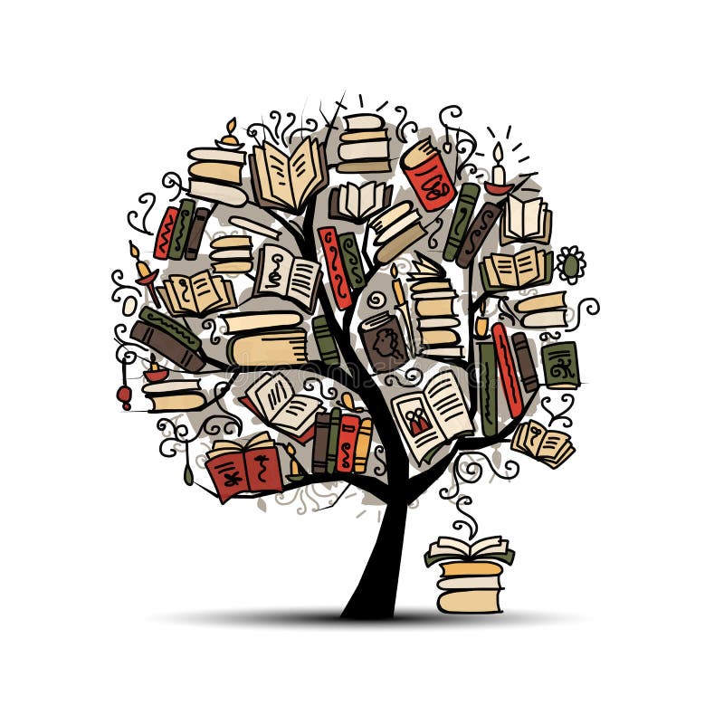 Book Tree, Sketch for Your Design Stock Vector - Illustration of ...