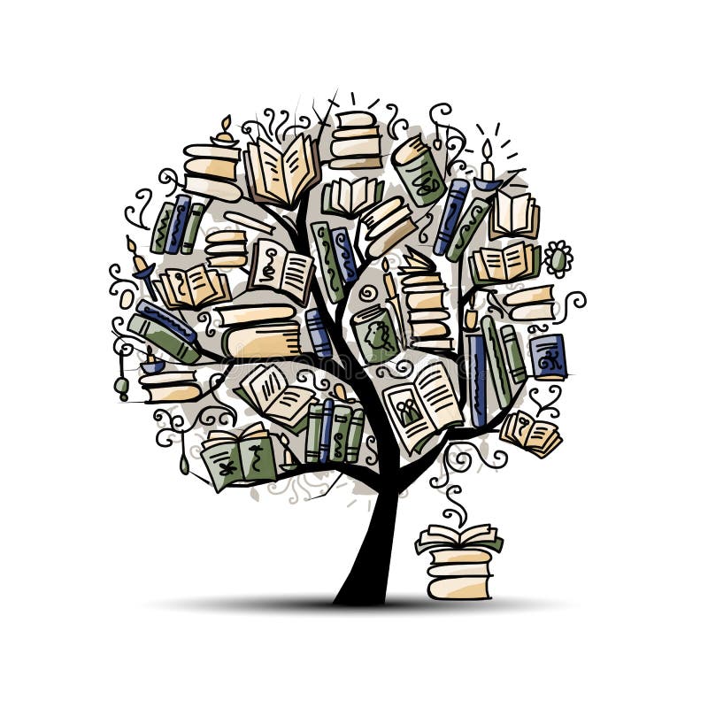 Book Tree, Sketch for Your Design Stock Vector - Illustration of ...