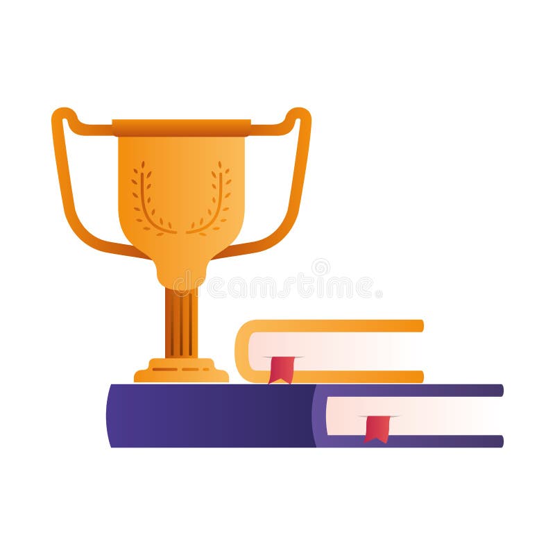 Book with Trophy Isolated Icon Stock Vector - Illustration of ...