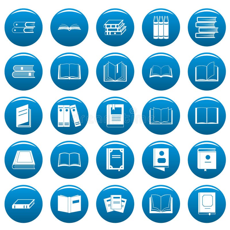 Book Vector Icons Set Blue, Simple Style Stock Vector - Illustration of ...