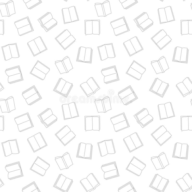 Book Minimal Seamless Outline Pattern. Vector Background Stock Vector ...