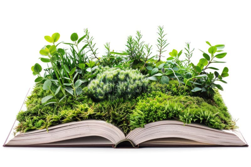 A Book with Vines and Leaves Growing Out of it Stock Image - Image of ...