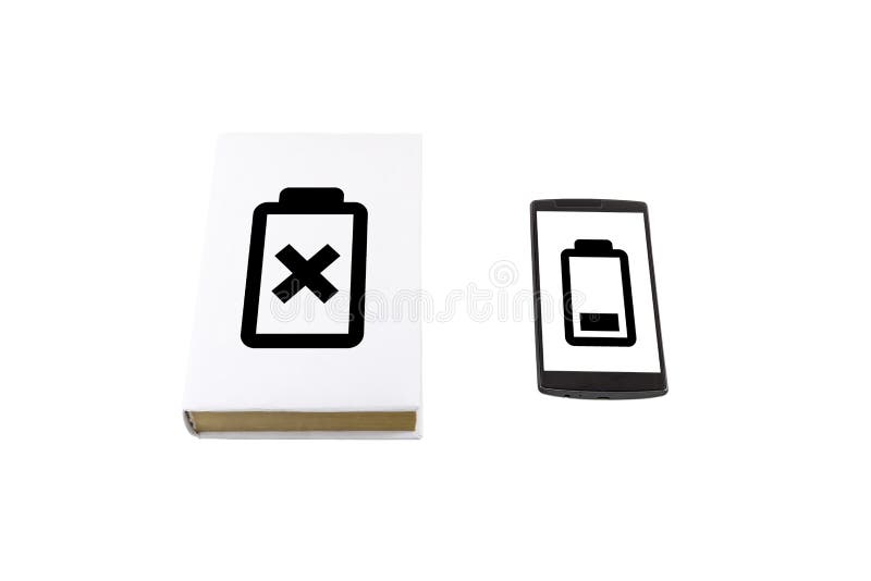 Book Vs Phone. Battery Life Concept. Stock Image - Image of mobility ...