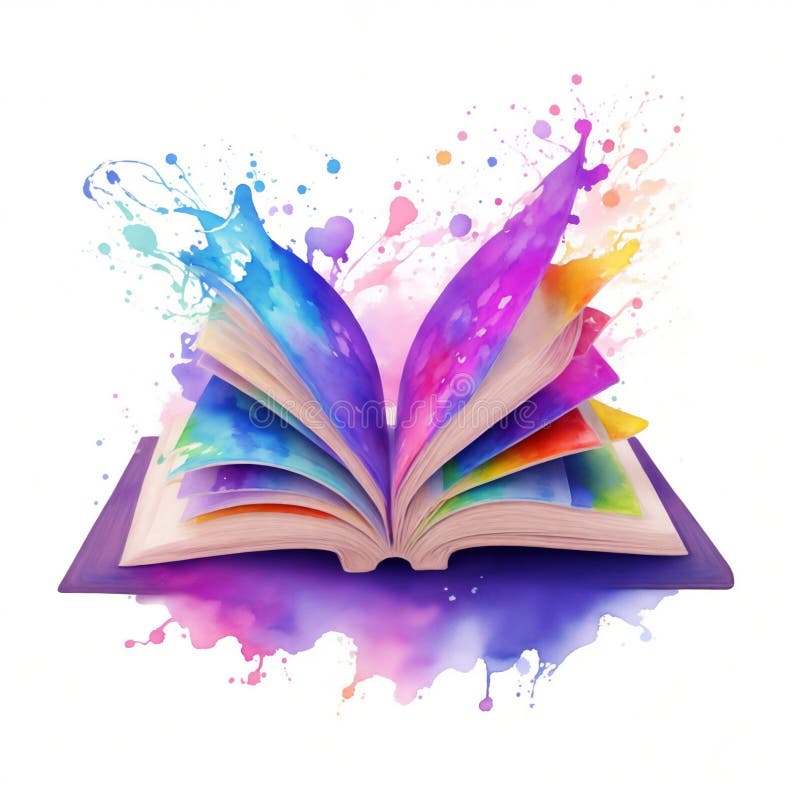 Book Watercolor Graphics on White Background Stock Illustration ...
