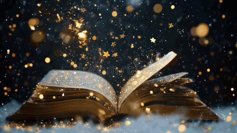 Book of Wonders an Open Tome with Magical Sparkles and Stars Stock ...