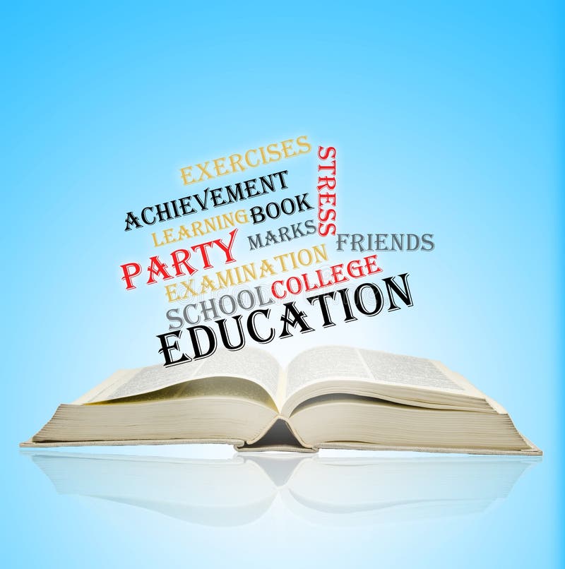 Book with Word Collage. Education Stock Image - Image of open, novel ...