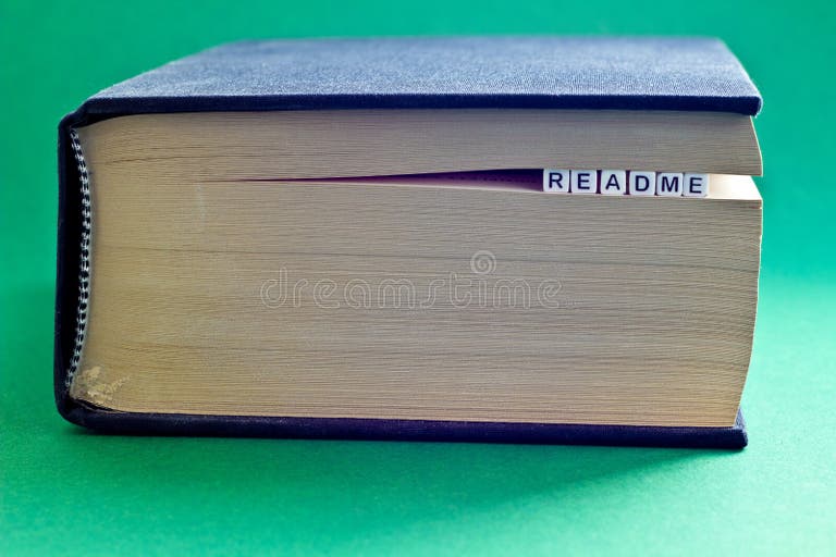 It is Book with Word Readme. Stock Image - Image of page, tale: 79608477