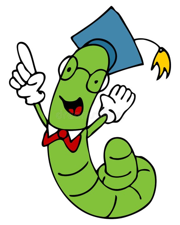 Bookworm Graduate Cartoon Stock Illustrations – 103 Bookworm Graduate ...
