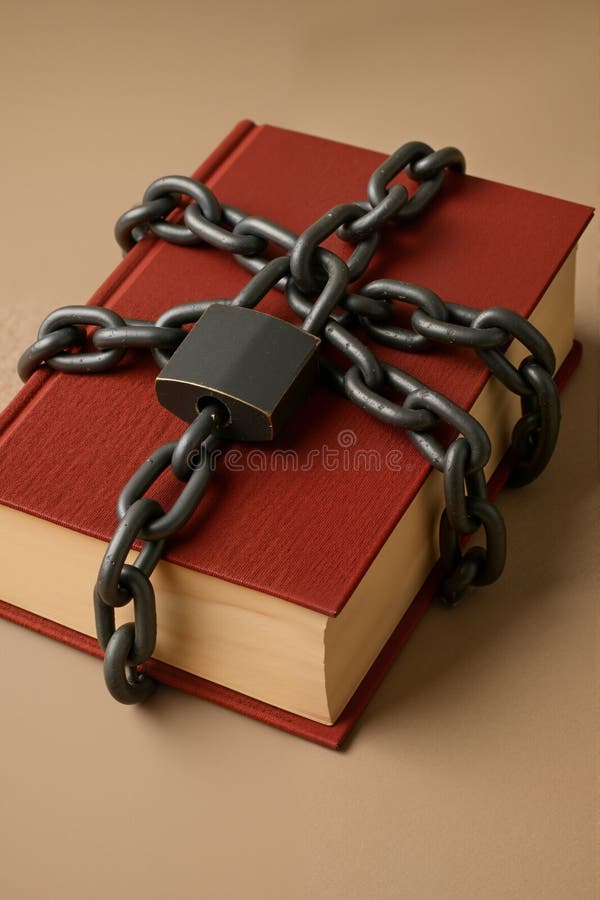 Book Wrapped in Chains and Lock Stock Illustration - Illustration of ...