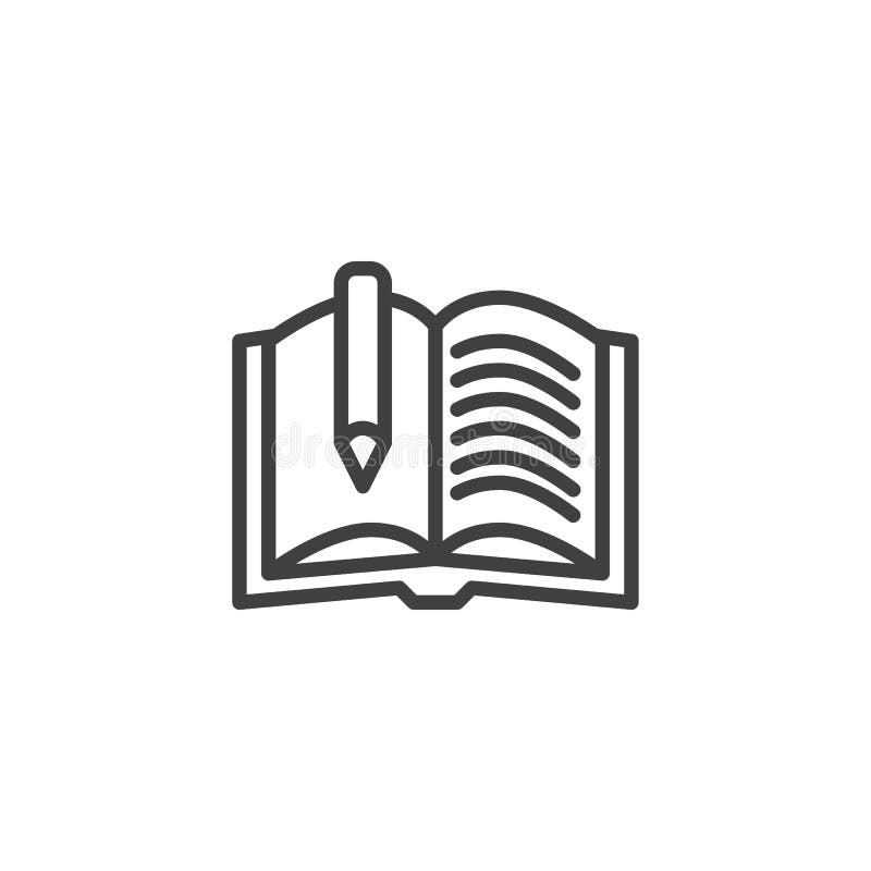 Book Writing Line Icon, Concept Sign, Outline Vector Illustration ... Book Writing Line Icon, Concept Sign, Outline Vector Illustration ...