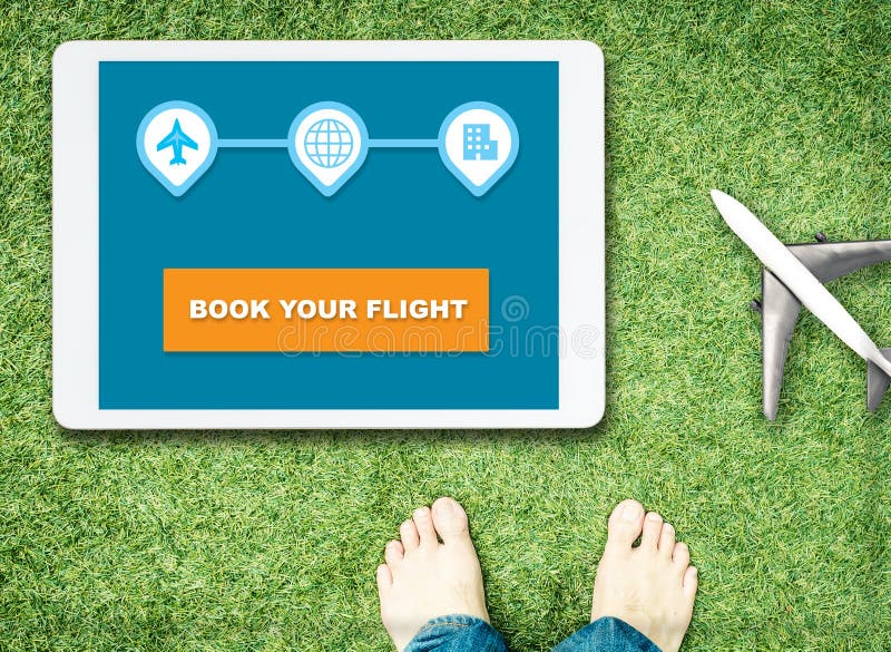 Book Your Adventure Travel on Tablet Stock Image - Image of plane, trip ...