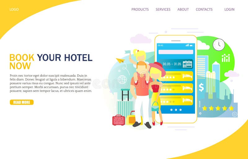 Hotel Booking Isometric Flowchart, Flat Vector Illustration. Hotel ...
