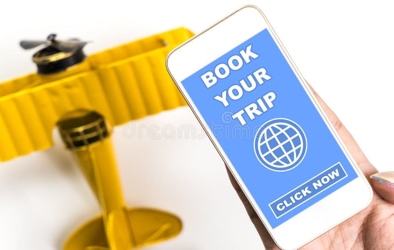 Book Your Trip on Internet Using Your Mobile Phone Stock Photo - Image ...
