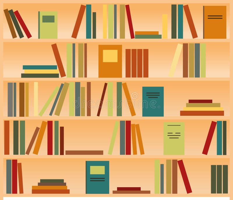 Book on Shelf in Library, Big Archive for Education Stock Vector ...
