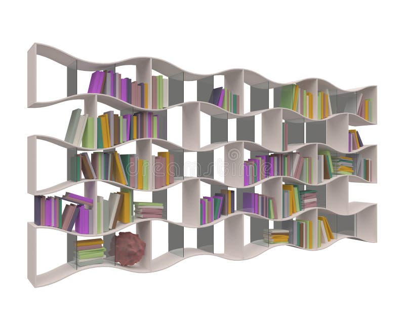 Bookcase Bookshelves Isolated on White 3d Illustration Stock ...