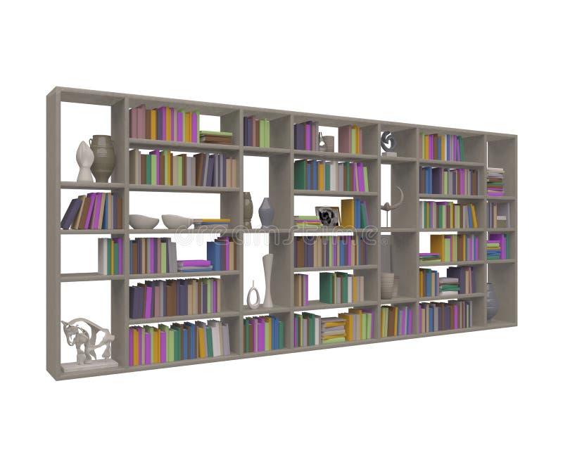 Bookcase Bookshelves Isolated on White 3d Illustration Stock ...